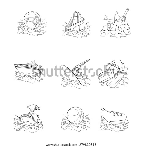 Water Games Big Icon Set Lineart 스톡 벡터(로열티 프리) 279830516 | Shutterstock
