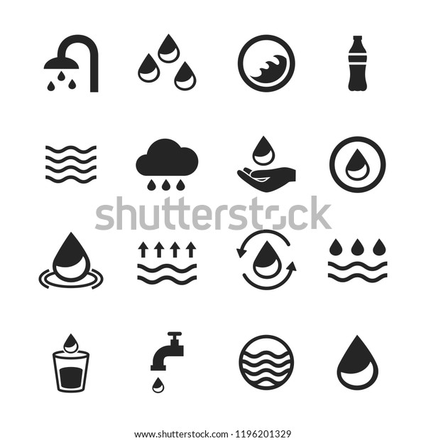 Water Icons Set Isolated On White Stock Vector (Royalty Free) 1196201329