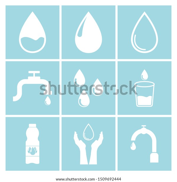 Water Icons Set Isolated On White Stock Vector (Royalty Free ...