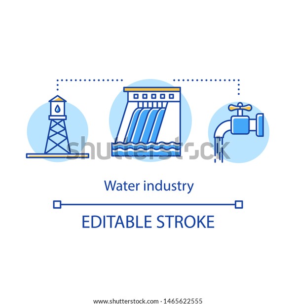 Water Industry Concept Icon Water Tower Stock Vector (Royalty Free ...