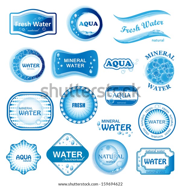 Water Labels Set Isolated On White Stock Vector (Royalty Free) 159694622