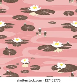 Water Lily Seamless Pattern Stock Vector (Royalty Free) 127431776 ...