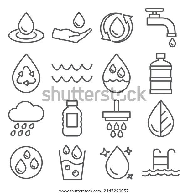 Water Line Icon Set On White Stock Vector (Royalty Free) 2147290057 ...