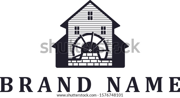 Water Mill Classic Illustration Logo Stock Vector (Royalty Free ...
