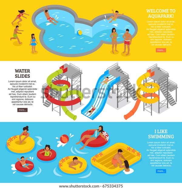 Water Park Horizontal Banners Set Swimming Stock Vector (Royalty Free ...