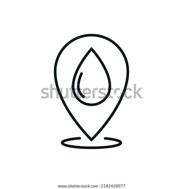 Water Pin Point Icon Editable Stroke Stock Vector (Royalty Free ...