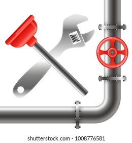 Water Pipe Repair Maintenance Tools Stock Vector (Royalty Free) 1008776581