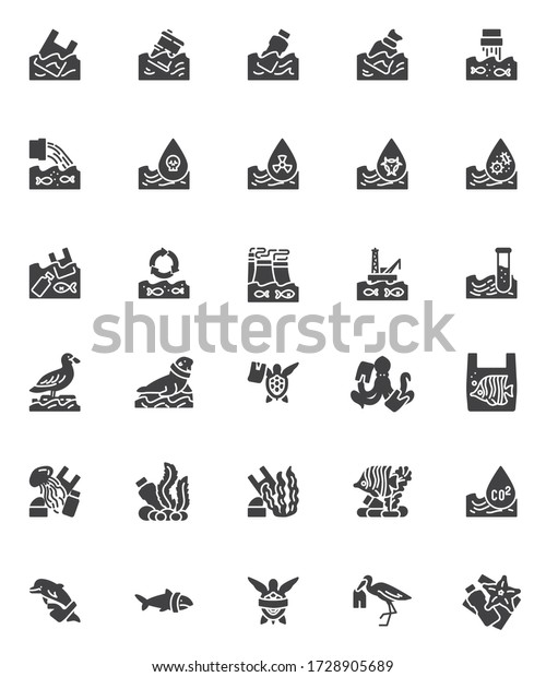 Water Pollution Vector Icons Set Modern Stock Vector (Royalty Free ...