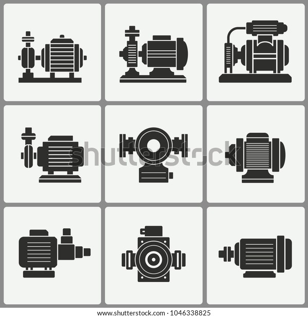 Water Pump Vector Icons Set Black Stock Vector (Royalty Free) 1046338825