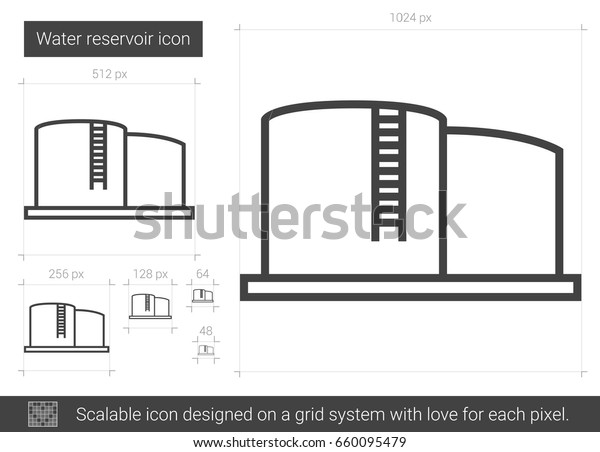Water Reservoir Vector Line Icon Isolated Stock Vector (Royalty Free ...