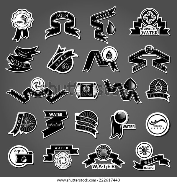 Water Ribbons Labels Set Isolated On Stock Vector (Royalty Free ...