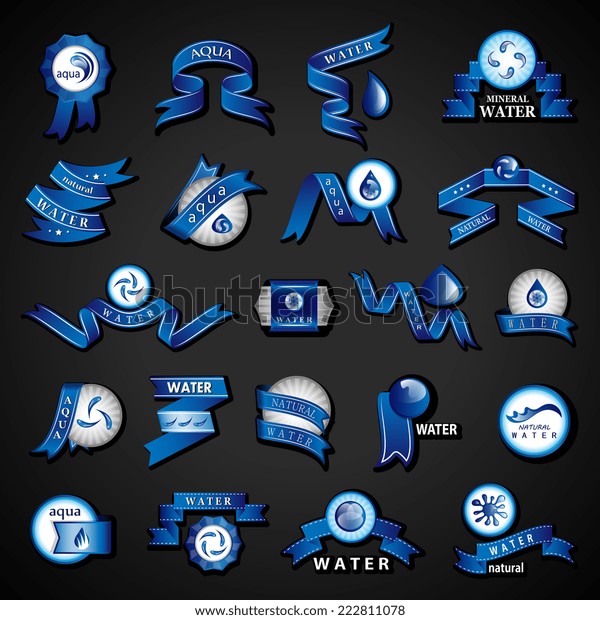 Water Ribbons Labels Stickers Set Isolated Stock Vector (Royalty Free ...