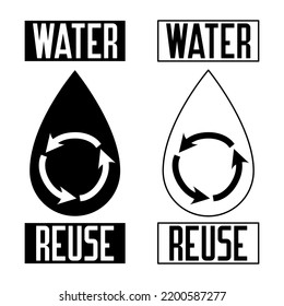 Water Saving Stamp Water Reuse Icon Stock Vector (Royalty Free ...