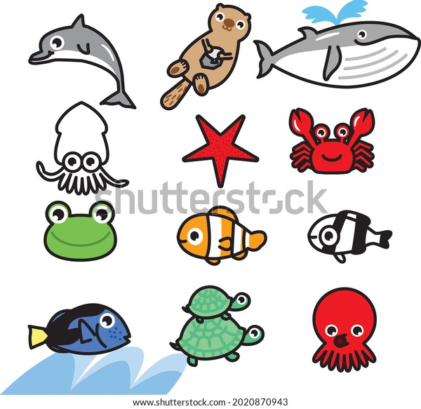 Water Sea Creature Material Set Stock Vector (Royalty Free) 2020870943 ...