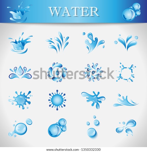 Water Splash Drop Icons Isolated On: стоковая векторная графика (без ...