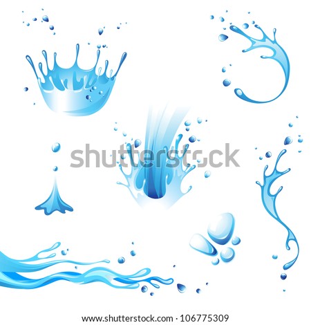 Water Splash Icons Set Stock Vector (Royalty Free) 106775309 - Shutterstock