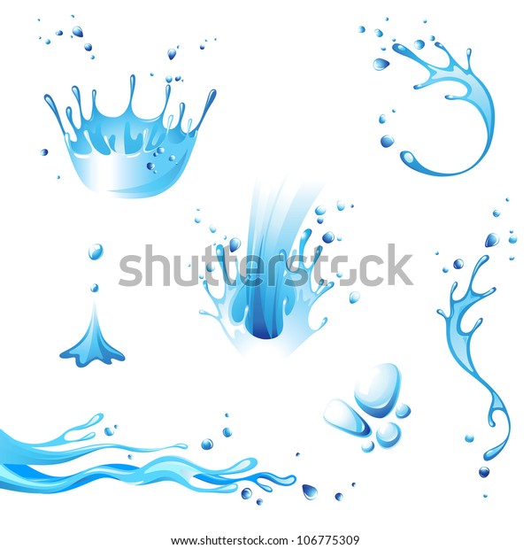 Water Splash Icons Set Stock Vector (Royalty Free) 106775309