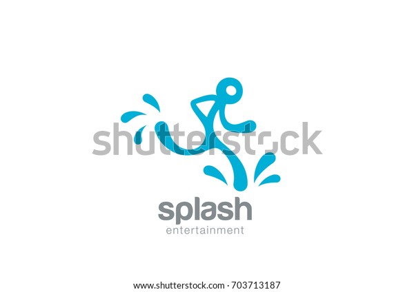 Water Splash Running Man Logo Design Stock Vector (Royalty Free ...