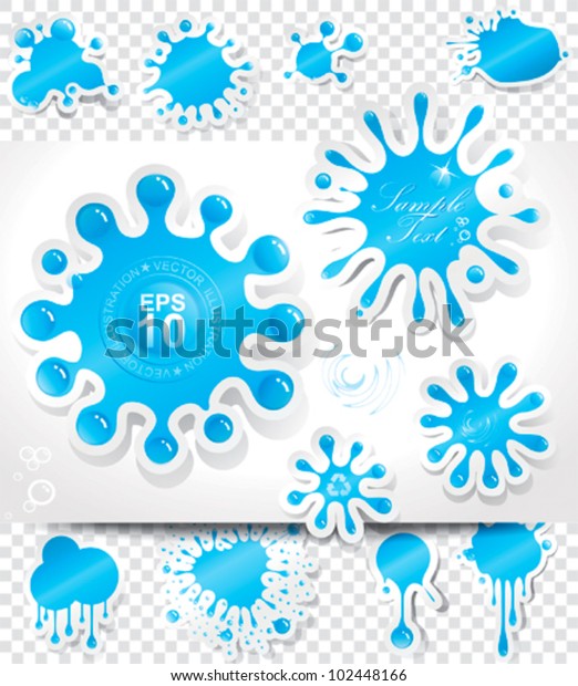 Water Splashes Stickers Set Stock Vector (Royalty Free) 102448166 ...