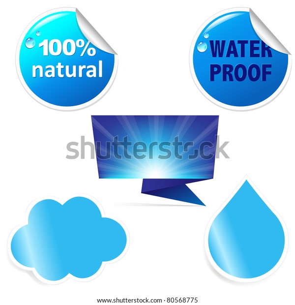 Water Sticker Set Vector Illustration Stock Vector (Royalty Free) 80568775