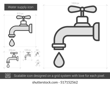 Water Supply Vector Line Icon Isolated Stock Vector (Royalty Free ...