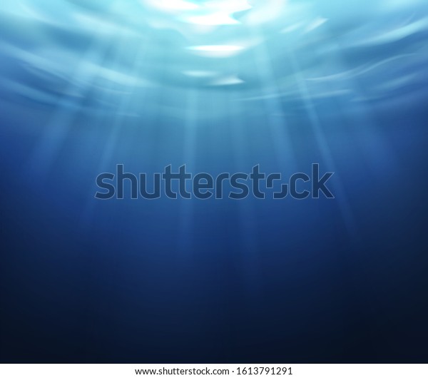 Water Surface Blue Ocean Underworld Sun 스톡 벡터(로열티 프리) 1613791291 ...