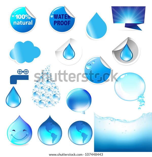 Water Symbol Big Set Isolated On Stock Vector (Royalty Free) 107448443 ...