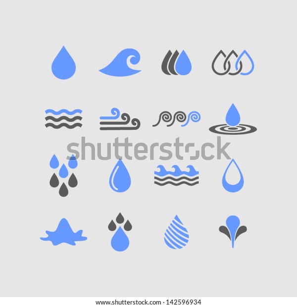 Water Symbol Set 스톡 벡터(로열티 프리) 142596934