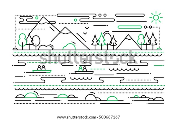 Water Tourism Vector Simple Line Flat Stock Vector (Royalty Free ...