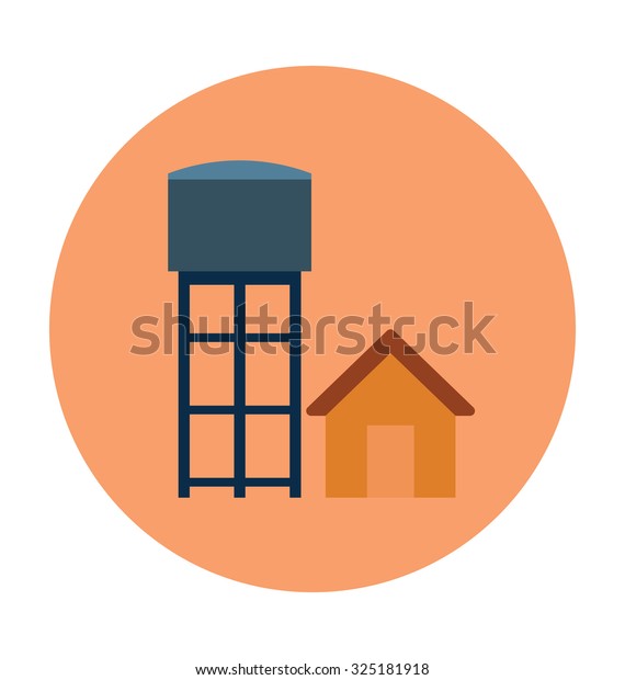 Water Tower Colored Vector Illustration Stock Vector (Royalty Free ...