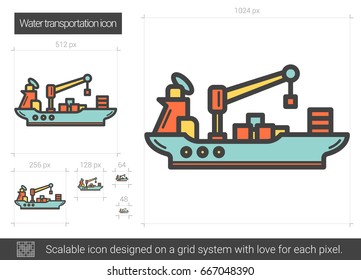 Water Transportation Vector Line Icon Isolated Stock Vector (Royalty ...