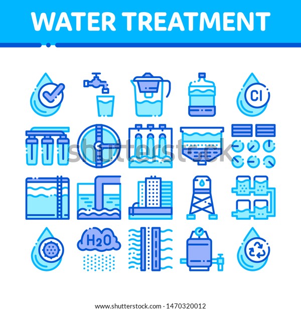 Water Treatment Items Vector Thin Line Stock Vector (Royalty Free ...