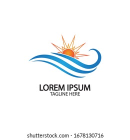 Sun Over Wave Logo Design Template Stock Vector (Royalty Free ...
