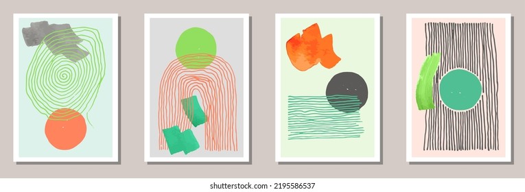 Watercolor Abstract Postcards Vector Set Watercolor Stock Vector ...
