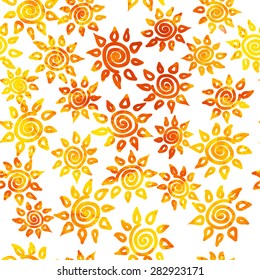 Watercolor Abstract Sun Vector Seamless Pattern Stock Vector (Royalty ...