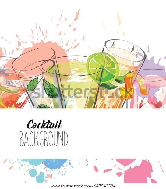 Watercolor Background Alcohol Drinks Template Design Stock Vector ...