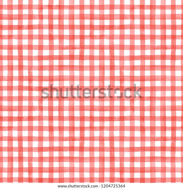Watercolor Check Vector Red Seamless Pattern Stock Vector (Royalty Free ...