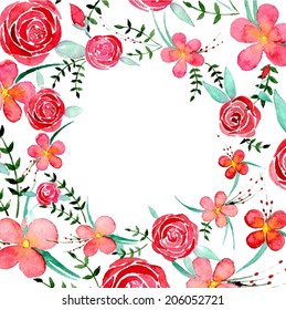 Watercolor Flowers Circle Frame Vector Format Stock Vector (Royalty ...