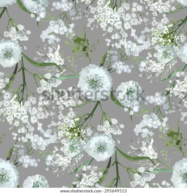 Watercolor Gypsophila Vector Seamless Pattern Stock Vector (Royalty ...