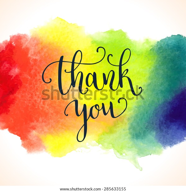 Watercolor Hand Painted Rainbow Background Thank Stock Vector (Royalty ...
