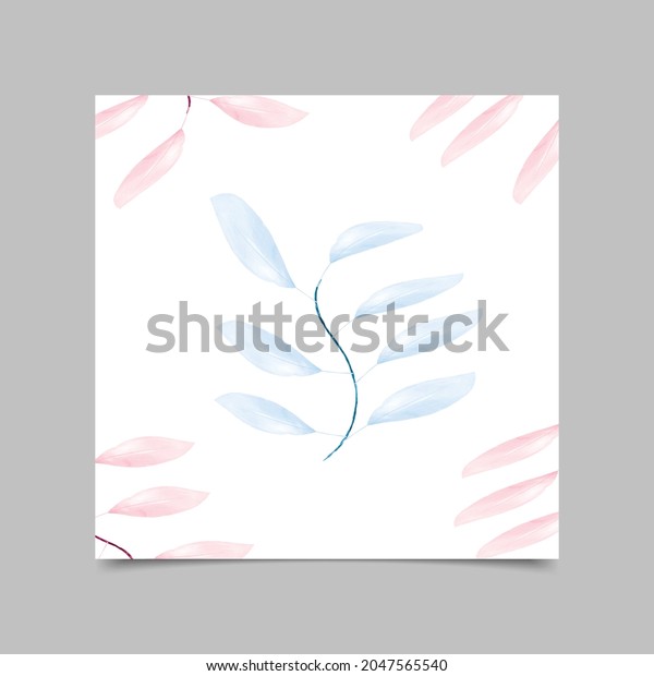 Watercolor Leaves Background Post Template Stock Vector (Royalty Free ...