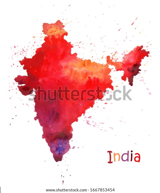 Watercolor Map India Stylized Image Spots Stock Vector (Royalty Free ...