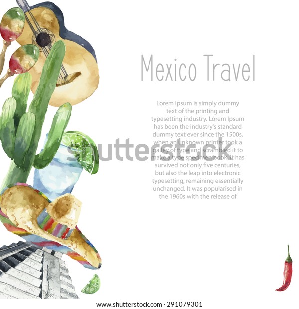 Watercolor Mexico Landmark Frame Hand Draw Stock Vector (Royalty Free ...