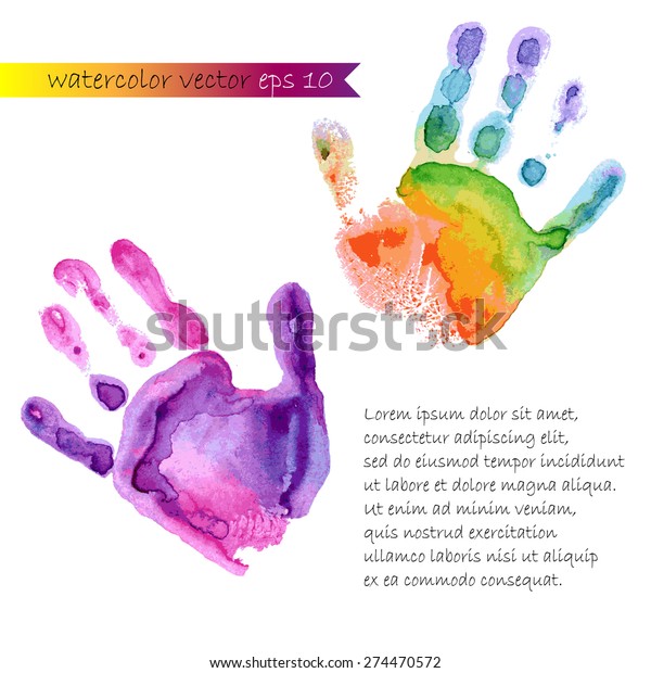 Watercolor Prints Two Hands Vector Stock Vector (Royalty Free ...