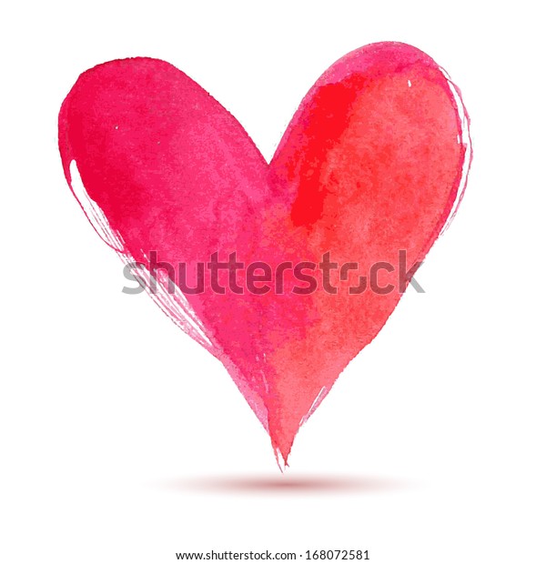 Watercolor Red Painted Heart Vector Element Stock Vector (Royalty Free ...