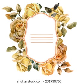 Watercolor Rose Frame Stock Vector (Royalty Free) 231930760 | Shutterstock