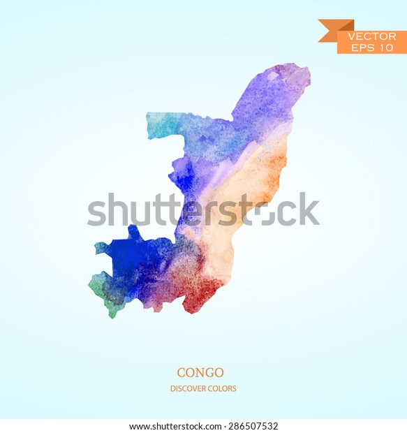 Watercolor Sketch Map Congo Isolated On Stock Vector (Royalty Free ...