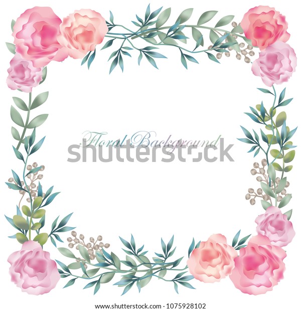 Watercolor Square Flower Backgroundframe Text Space Stock Vector ...