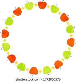 Watercolor Texture Circle Frame Red Apples Stock Vector (Royalty Free ...