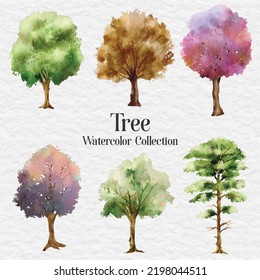Watercolor Tree Element Collection Set Clip Stock Vector (Royalty Free ...